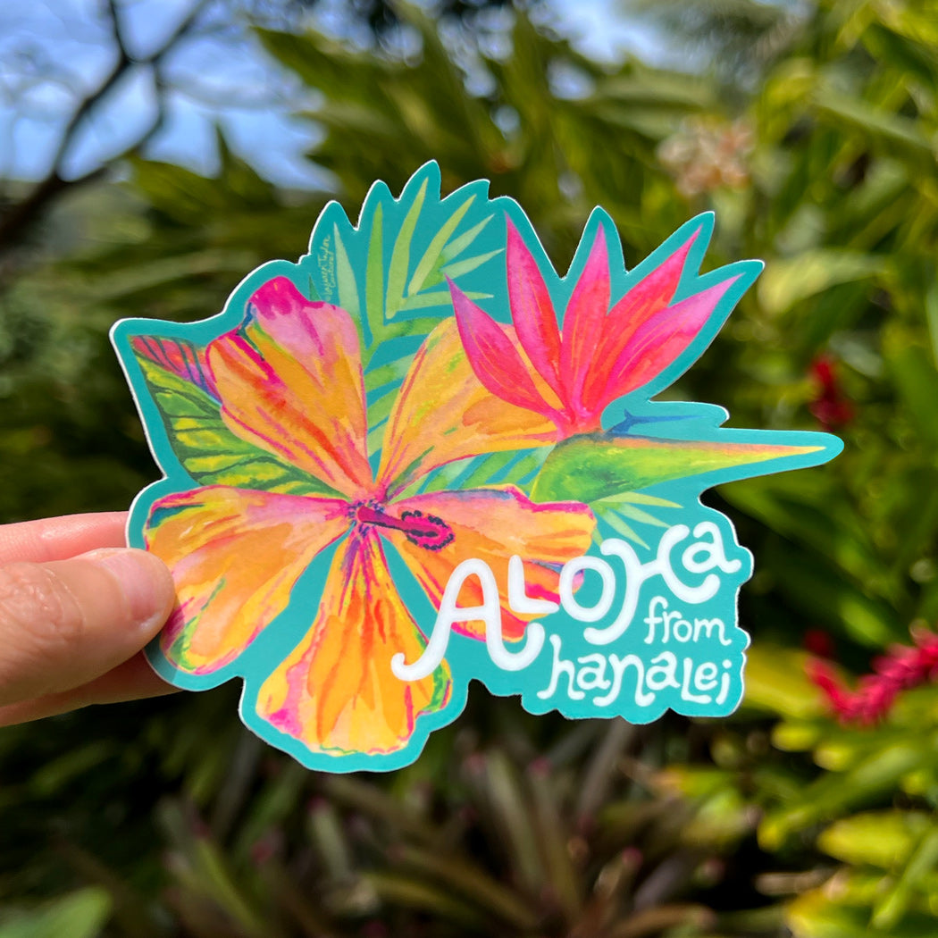 ALOHA FROM HANALEI STICKER - LARGE – Lauren Taylor Creations